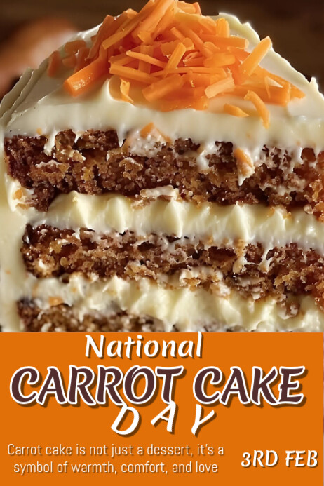 Orange National Carrot Cake Day Poster Template | PosterMyWall