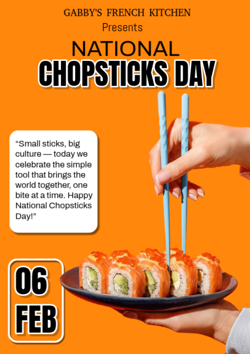 Orange National Chopsticks Day A4 Template | PosterMyWall