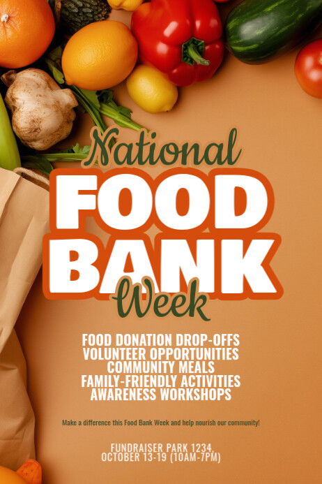Orange National Food Bank Week Poster Template | PosterMyWall
