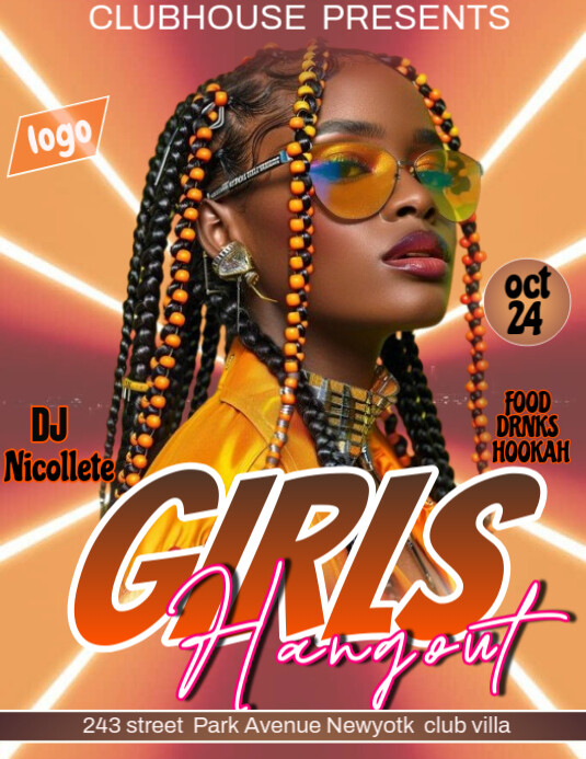 Orange Neon Girls Only Flyer (us Letter) Template | PosterMyWall