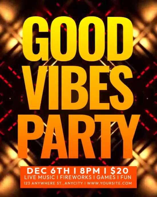 Orange Neon Good Vibes Party Instagram Portrait Template | PosterMyWall