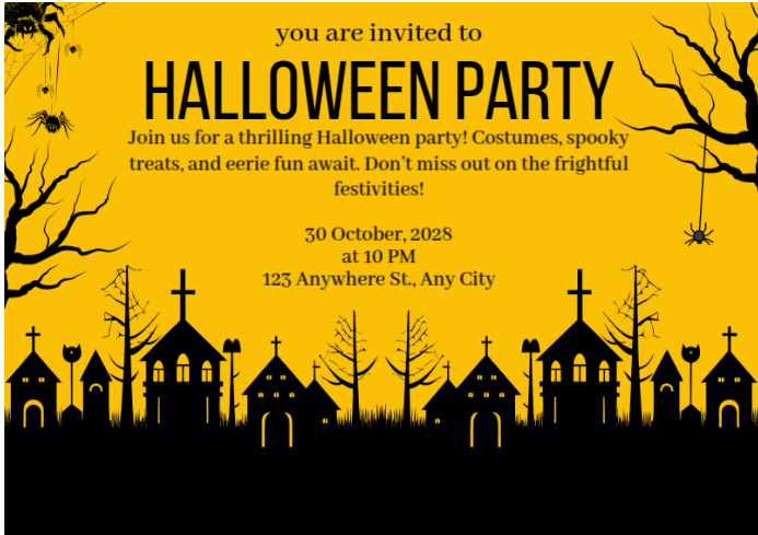 Orange Neon Halloween Party A4 Template | PosterMyWall