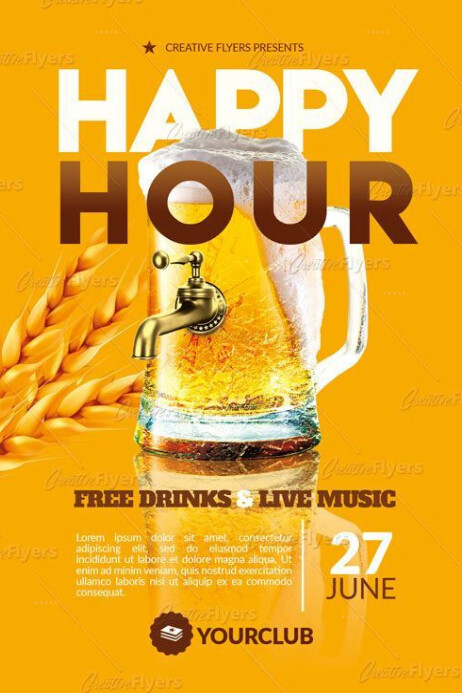 Copy of Orange Neon Happy Hour Poster | PosterMyWall