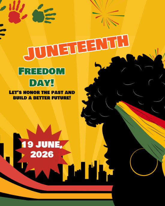 Orange Neon Juneteenth Day Instagram Portrait Template | PosterMyWall