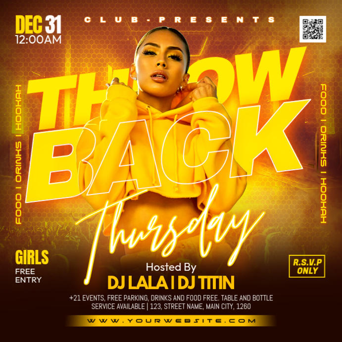 Orange neon throwback party instagram post Template | PosterMyWall