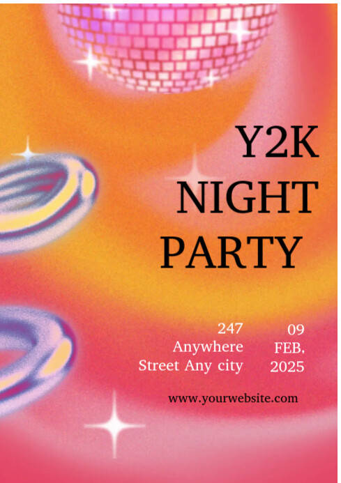 Orange Neon Y2k Party Event A3 Template | PosterMyWall