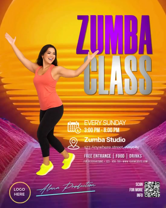 Plantilla de Orange Neon Zumba Classes Instagram Portrait | PosterMyWall