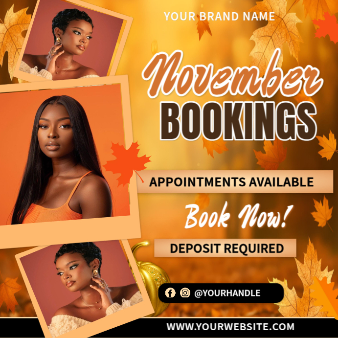 Copy of Orange November Bookings Beauty Promo | Fall Glam Appointment ...