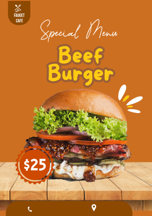 Orange Pastel Beaf Berger Post A4 Template | PosterMyWall