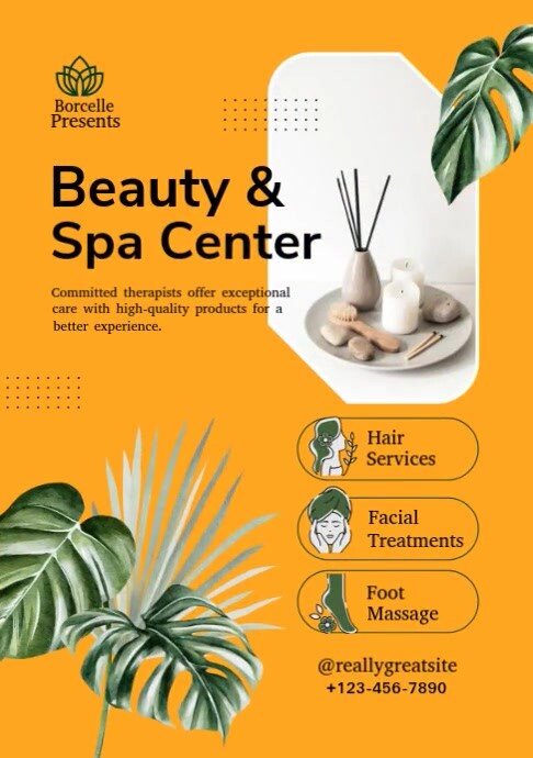 Orange Pastel Beauty And Spa Center Post A4 Template | PosterMyWall