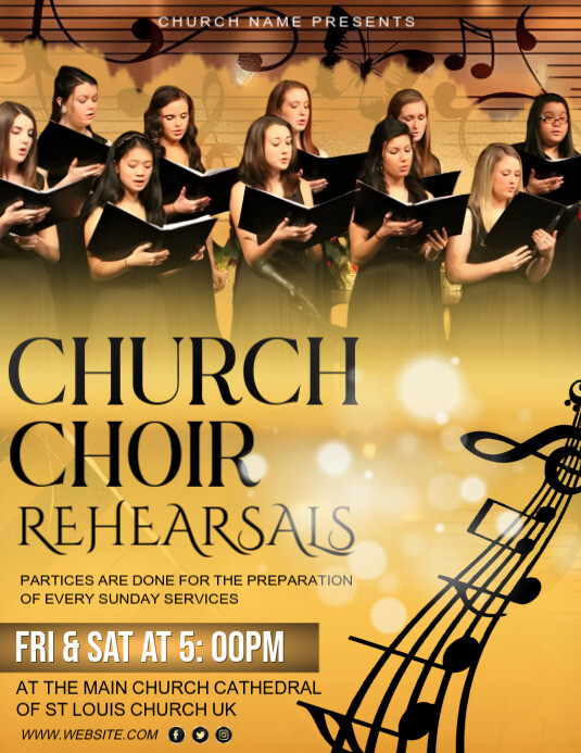 Copy of Orange Pastel Church Choir Rehearsal Flyer (us Letter ...