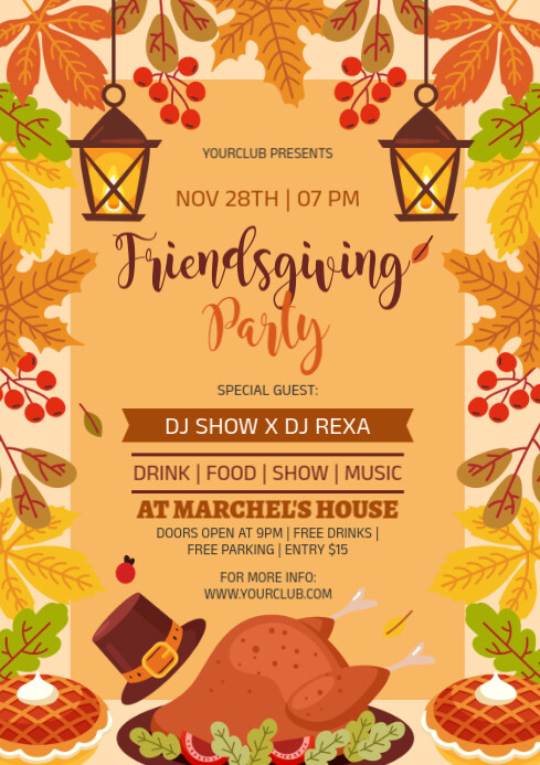 Copy of Orange Pastel Friendsgiving Party Poster Flyer A4 | PosterMyWall