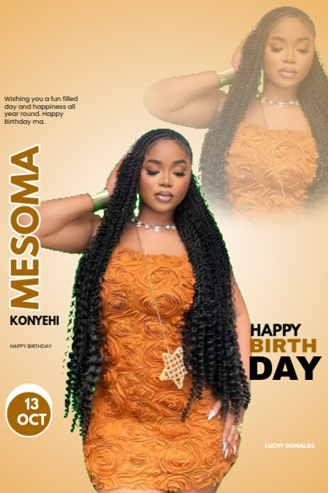 Orange Pastel Happy Birthday Graphics Poster Templat | PosterMyWall