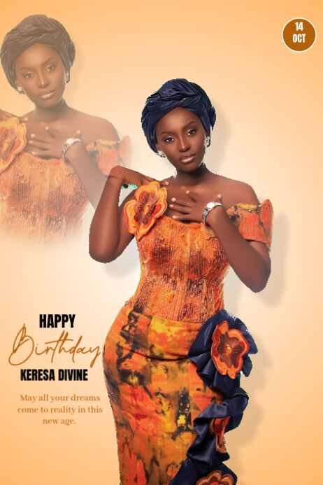 Orange Pastel Happy Birthday Graphics Poster Template | PosterMyWall