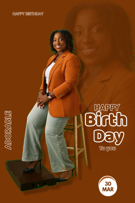 Orange Pastel Happy Birthday Templates Poster | PosterMyWall