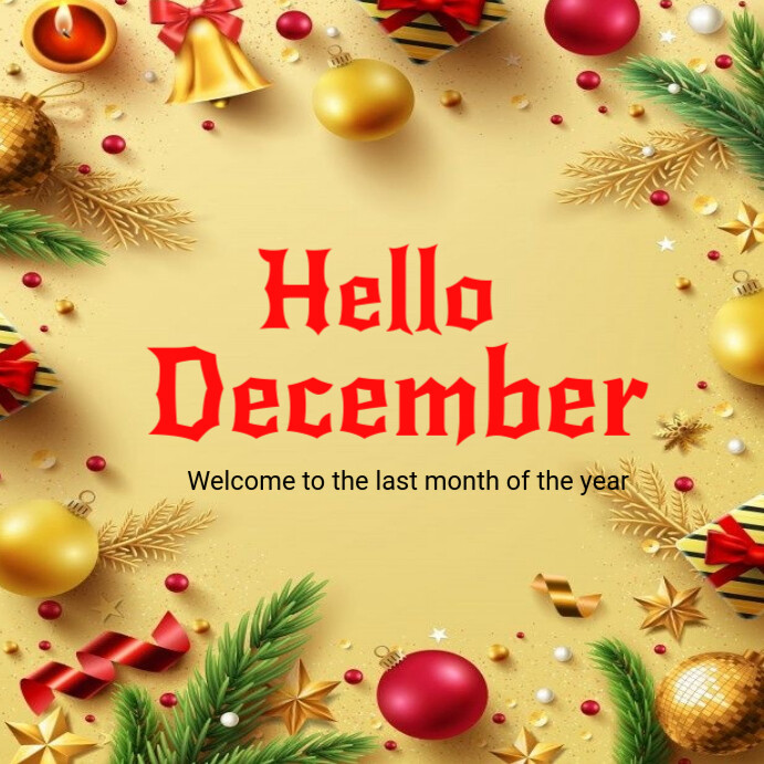 Plantilla de Orange Pastel Hello December Instagram Post | PosterMyWall