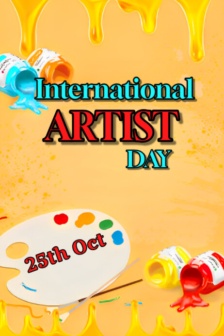 Orange Pastel International Artist Day Poster Template | PosterMyWall