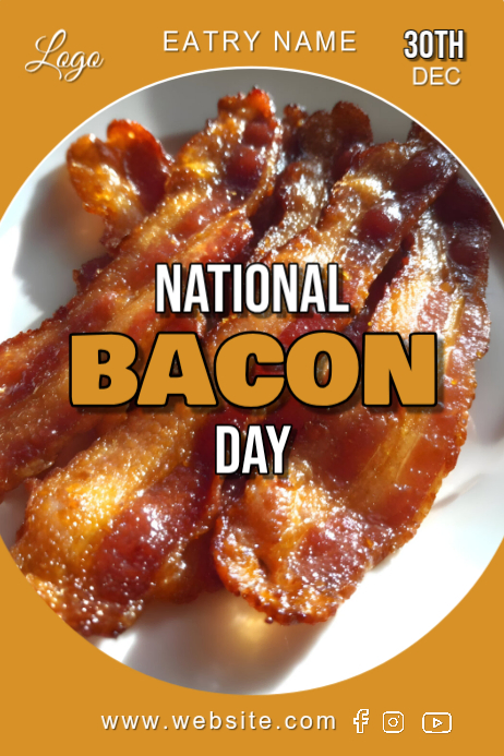 Orange Pastel National Bacon Day Poster Template | PosterMyWall