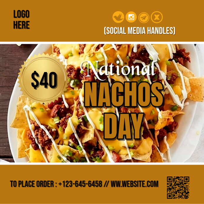 Orange Pastel National Nachos Day Instagram Post Templat | PosterMyWall