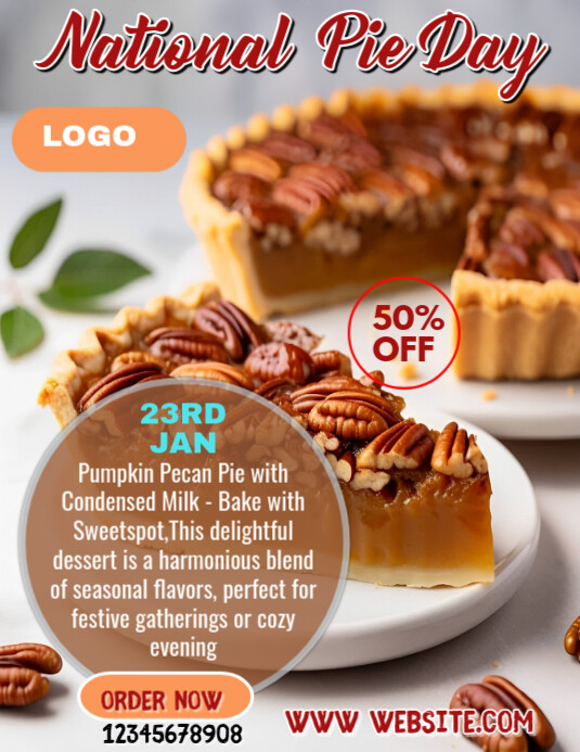 Copy of Orange Pastel National Pie Day Celebration Flyer (us Letter ...