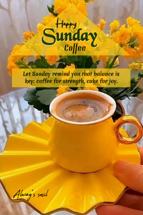 Orange Pastel Sunday Coffee Poster Template | PosterMyWall