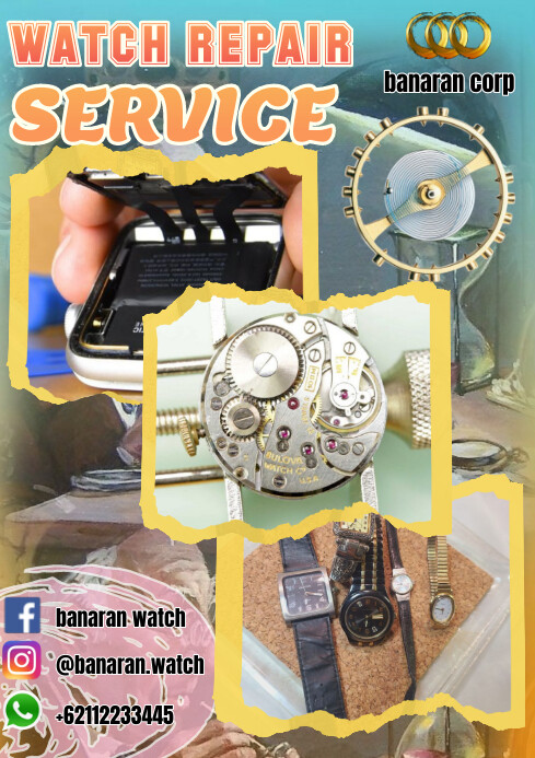 Orange Pastel Watch Repair Service A4 Template | PosterMyWall