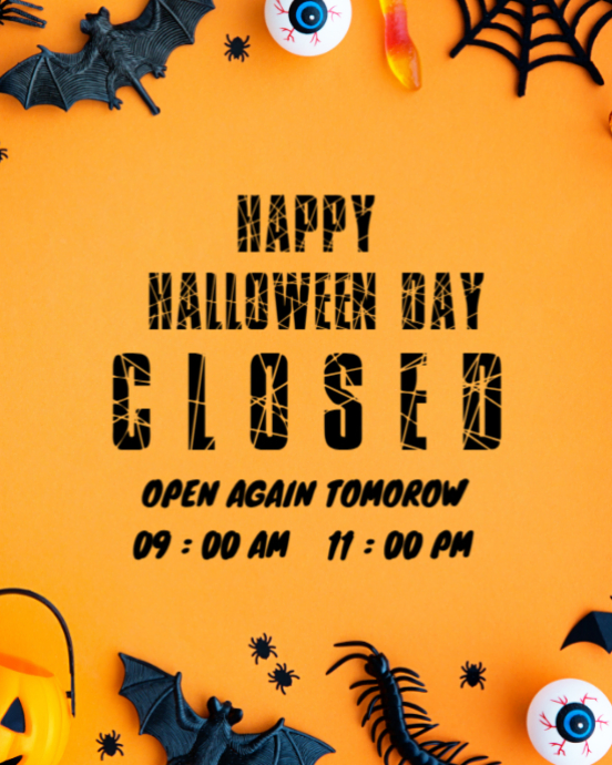 Orange Pastel We Are Closed On Halloween Instagram Portrait Template ...