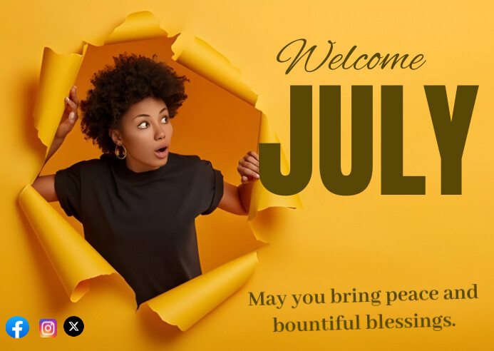 Orange Pastel Welcome July Postcard Template | PosterMyWall