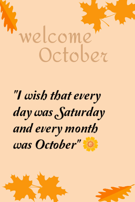 Orange Pastel Welcome October Poster Template | PosterMyWall