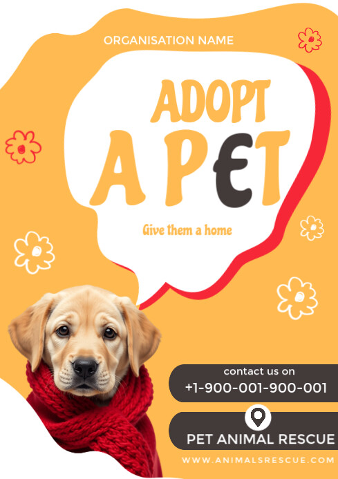 Orange Pet Adoption A3 Template | PosterMyWall