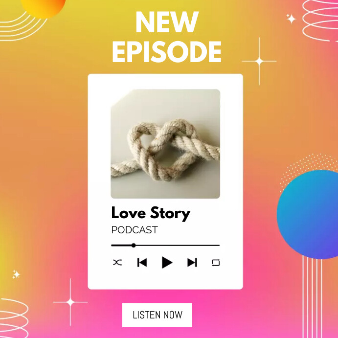 orange pink podcast new episode template | PosterMyWall