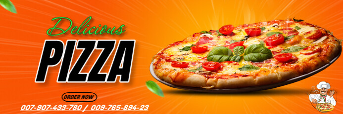 Plantilla de Orange Pizza Banner 2' × 6' | PosterMyWall