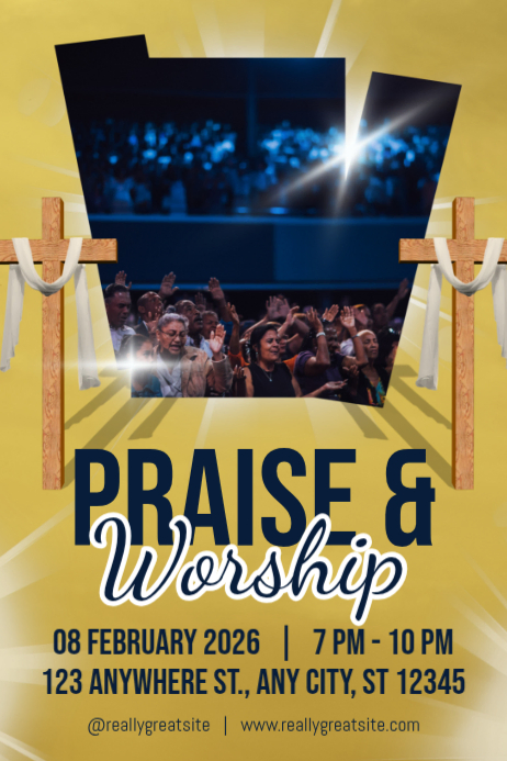 Orange Praise and Worship Event Poster Template | PosterMyWall