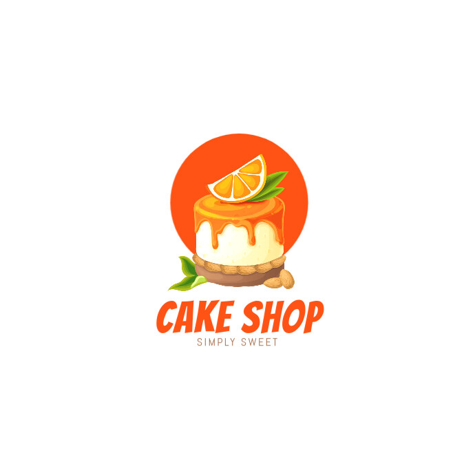 Orange Professional and Illustrative Cake Logo Template | PosterMyWall