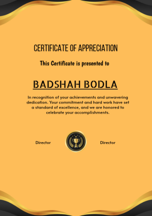 Orange Professional Appreciation Certificate Background A2 Template ...