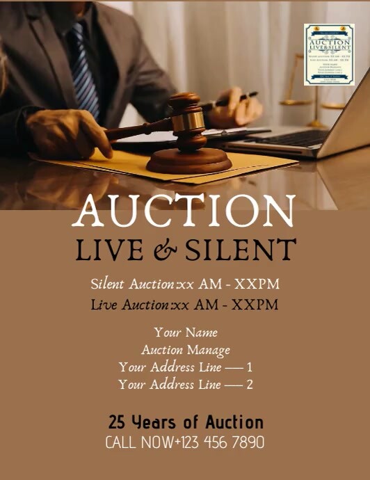 Orange Professional Auction Flyer (us Letter) Template | PosterMyWall