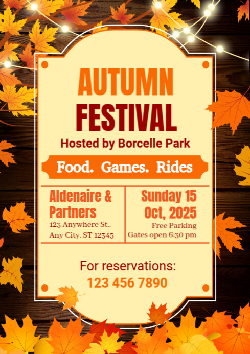 Orange Professional Autumn Festival A4 Template | PosterMyWall