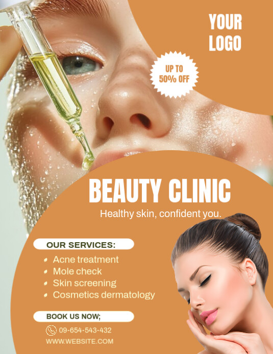 Copy of Orange Professional Beauty Clinic And Dermatology Flyer ...