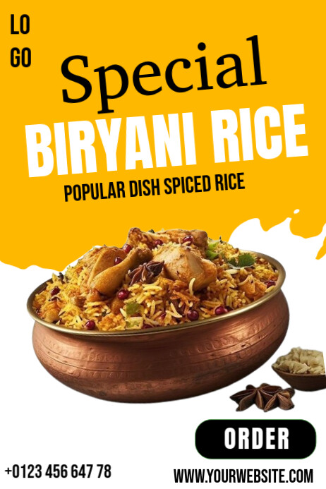 Orange Professional Biryani Poster Template | PosterMyWall