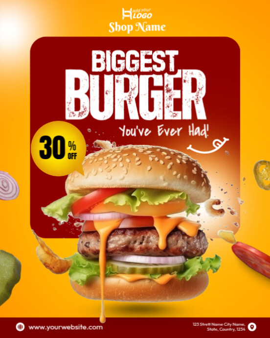Orange Professional Burger Deal Instagram Instagram Portrait Template ...