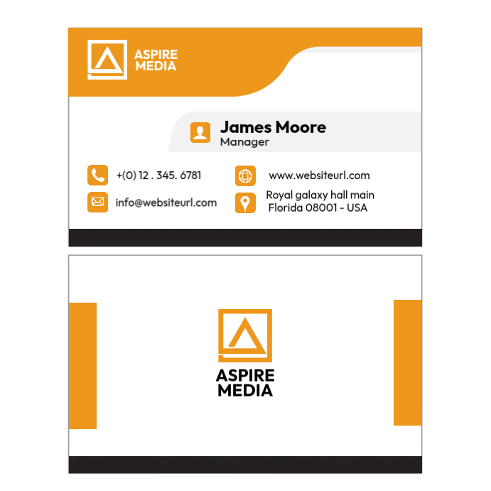 Orange Professional Business Calling Card Template | PosterMyWall