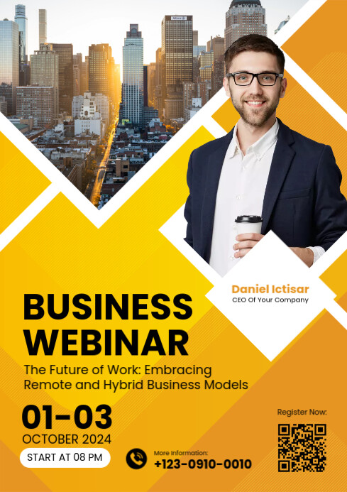 Orange Professional Business Webinar Event Flyer Poster A4 Template ...