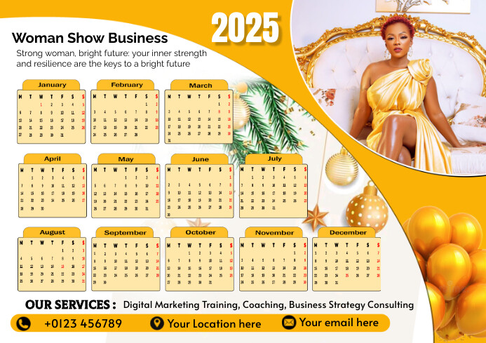 Copie de Orange Professional Calendar 2025 A3 | PosterMyWall