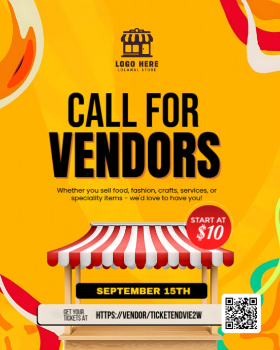 Copy of Orange Professional Call For Vendors Flyer Instagram Portrait ...