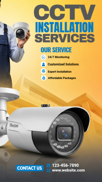 Orange Professional Cctv Solutions Ad Instagram Story Template ...