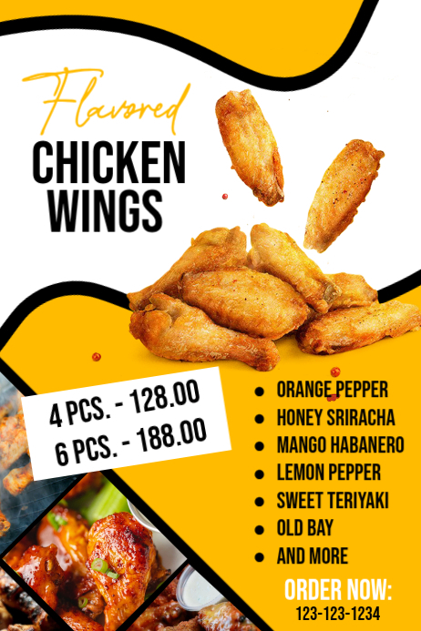 Orange Professional Chicken Wings Poster Template | PosterMyWall