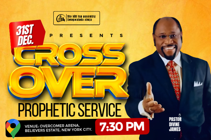 Orange Professional Church Cross Over Service Poster Template ...