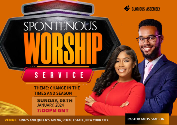 Copy of Orange Professional Church Flyers A4 | PosterMyWall