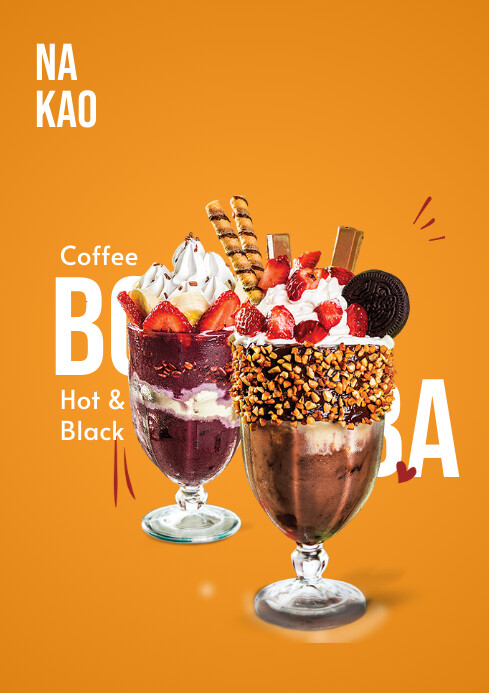 Orange Professional Coffee Menu A3 Template | PosterMyWall