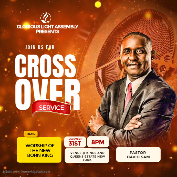 Copy of Orange Professional Crossover Church Flyer/ Crossover Design ...